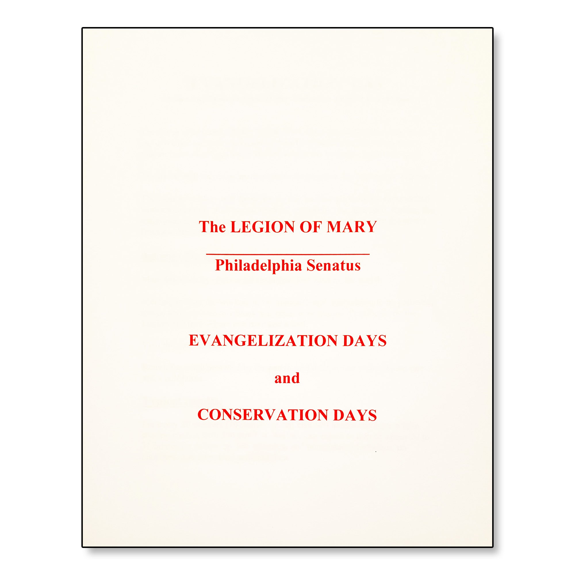 Evengelization Day Manual | Legion Of Mary Publications